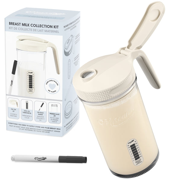 Masontops Breast Milk Storage Kit | 24 oz Glass Mason Jar with Lid ...