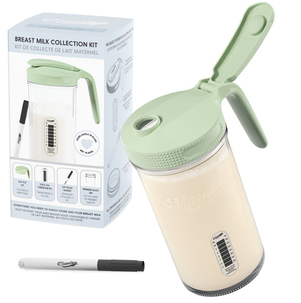 Masontops Breast Milk Storage Kit | 24 oz Glass Mason Jar with Lid ...