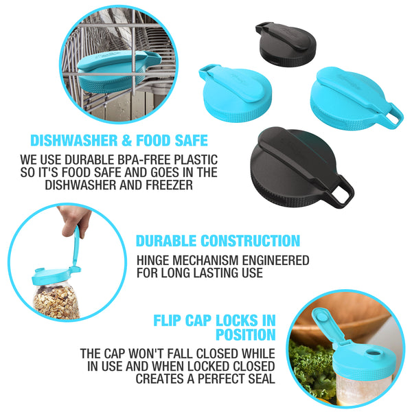 Multi Top Flip Cap Lids - For Easy and Versatile Usage - Masontops.com
